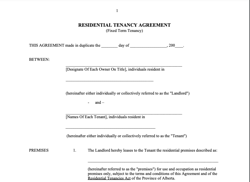 19 Printable Rental Agreement Alberta Forms And Templates Fillable 